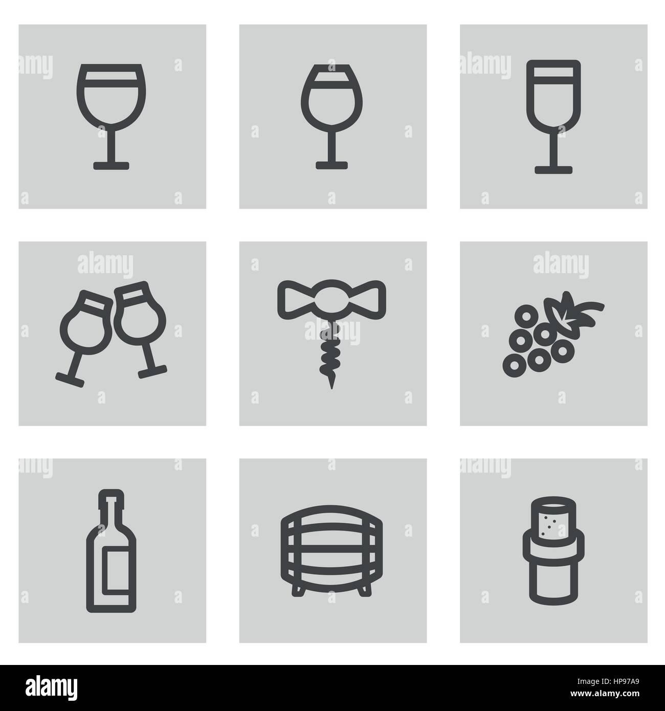 Vector line wine icons set on grey background Stock Vector Image & Art ...