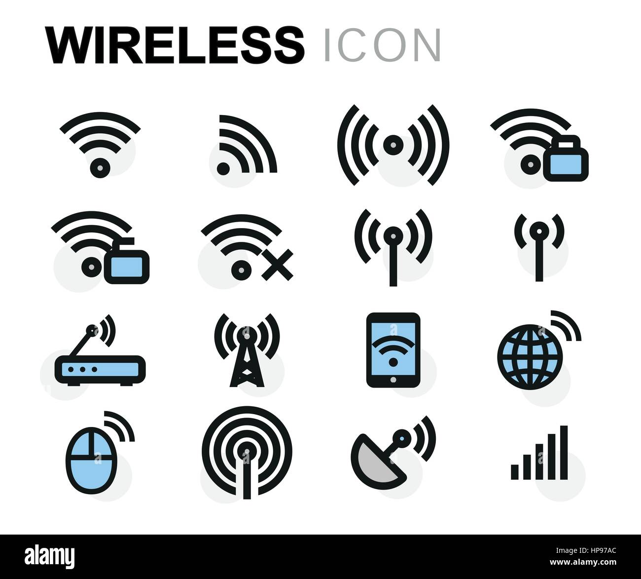 Vector flat wireless icons set on white background Stock Vector Image ...