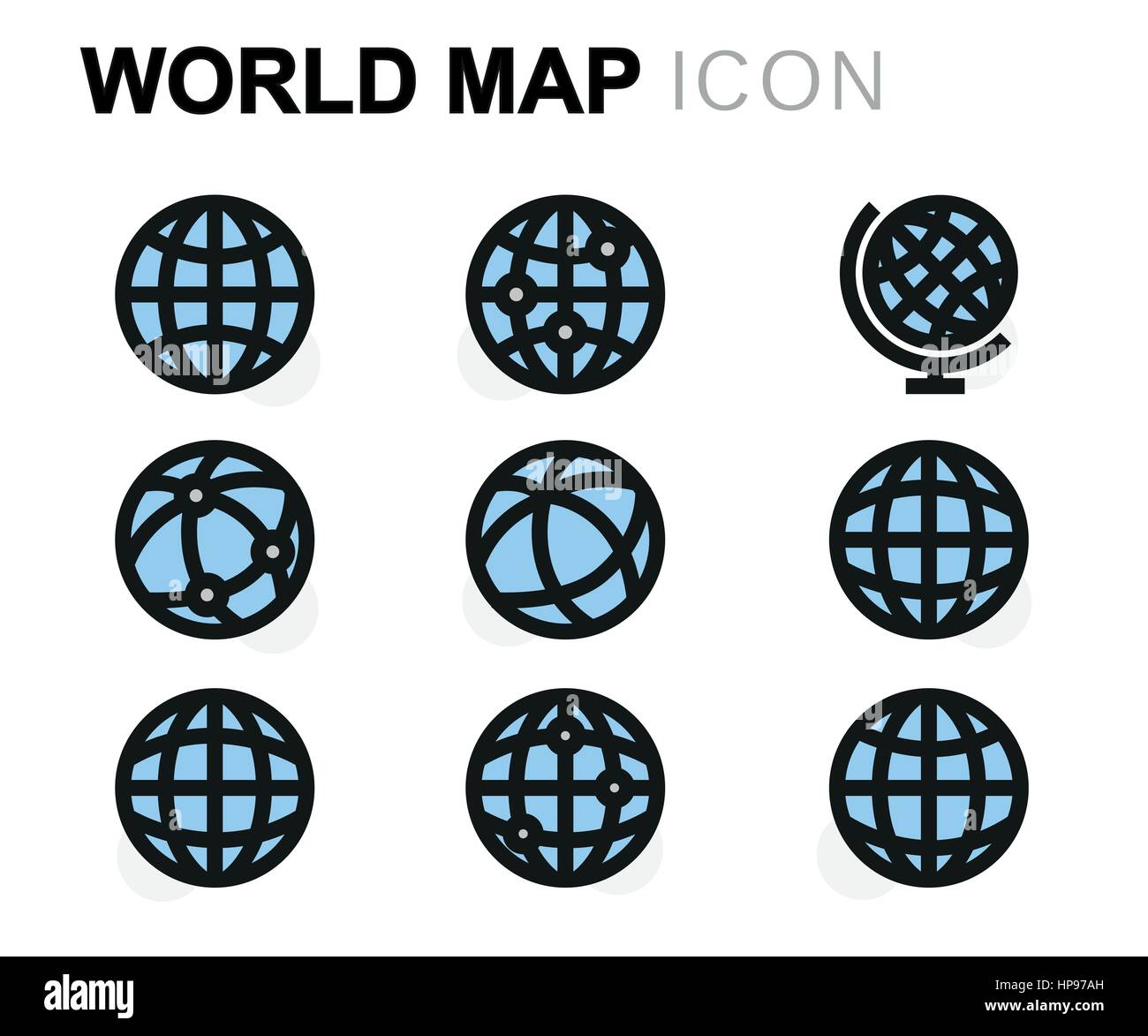 Vector flat world map icons set on white background Stock Vector Image ...