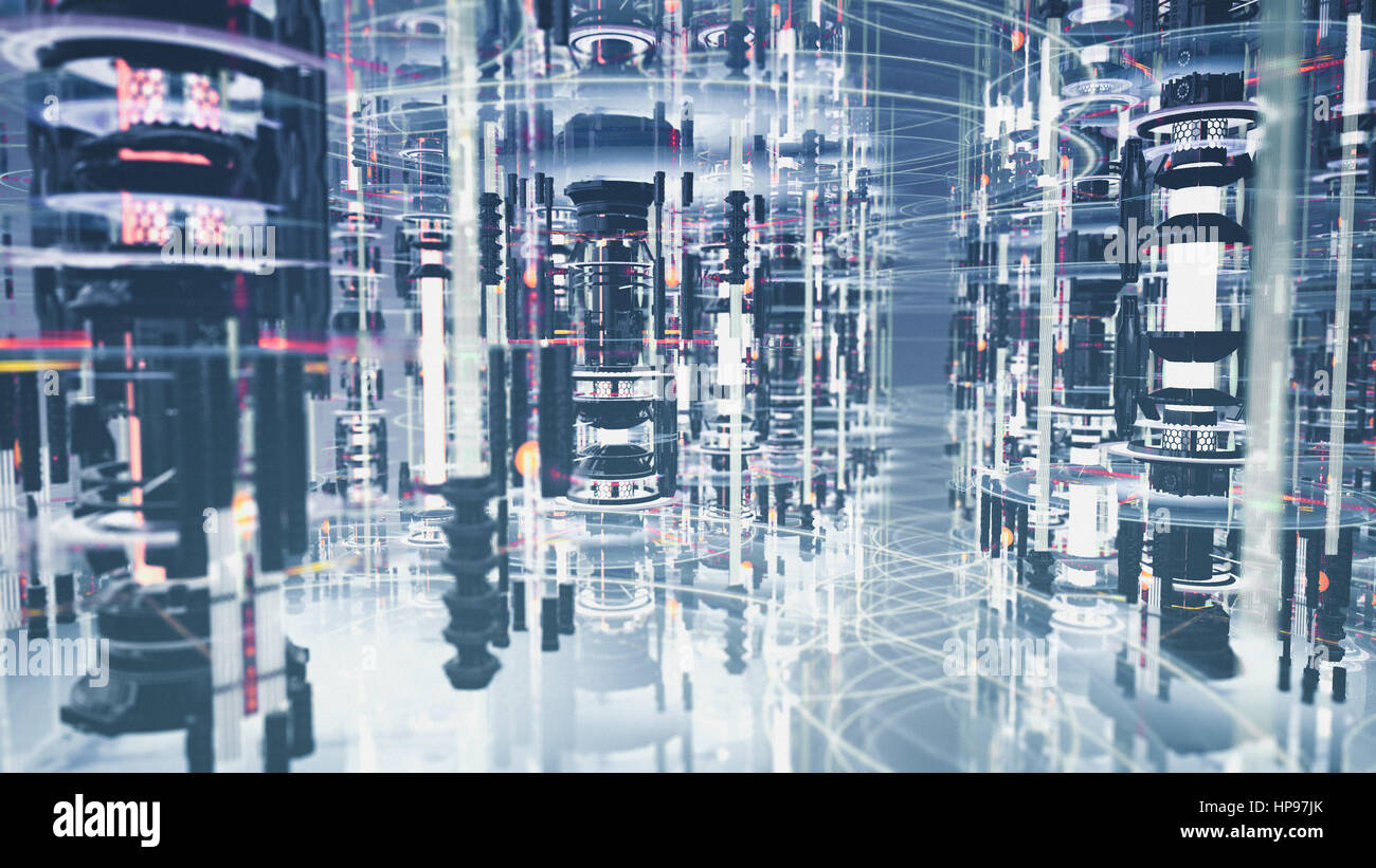 Futuristic Pylons Illustration Stock Photo - Alamy