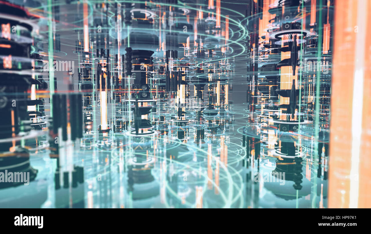 Futuristic Pylons Illustration Stock Photo - Alamy