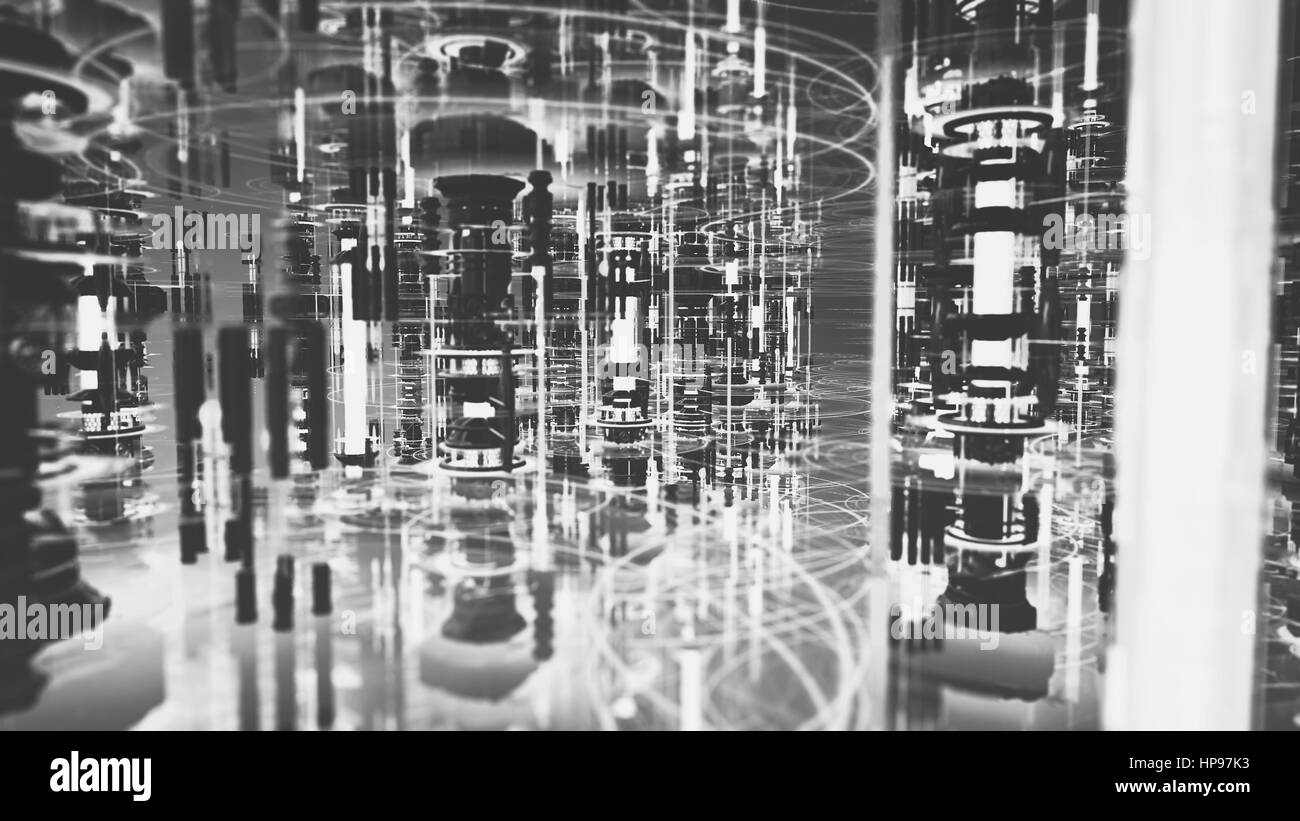 Futuristic Pylons Illustration Stock Photo - Alamy