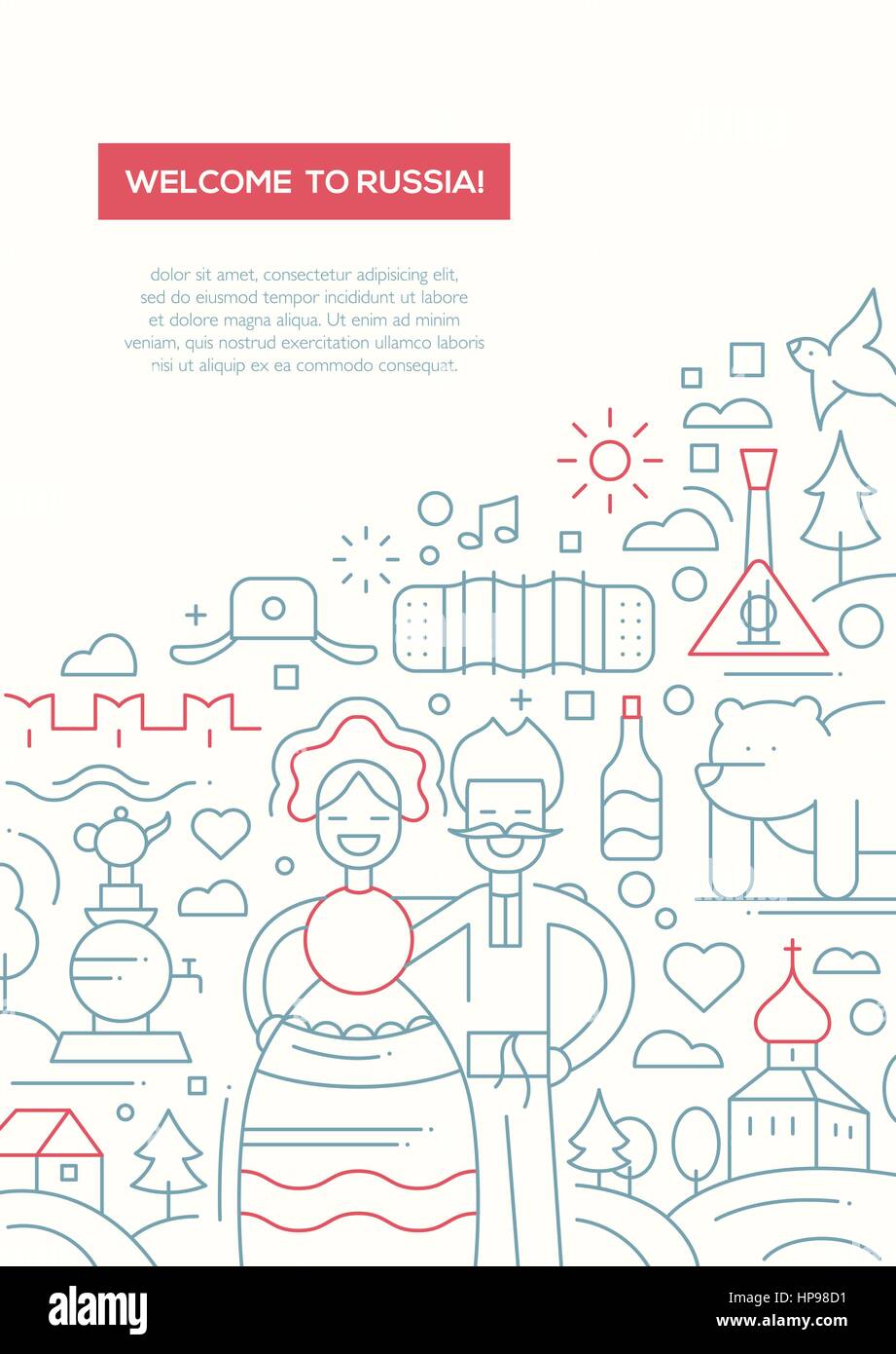 Welcome to Russia - line design brochure poster template A4 Stock ...