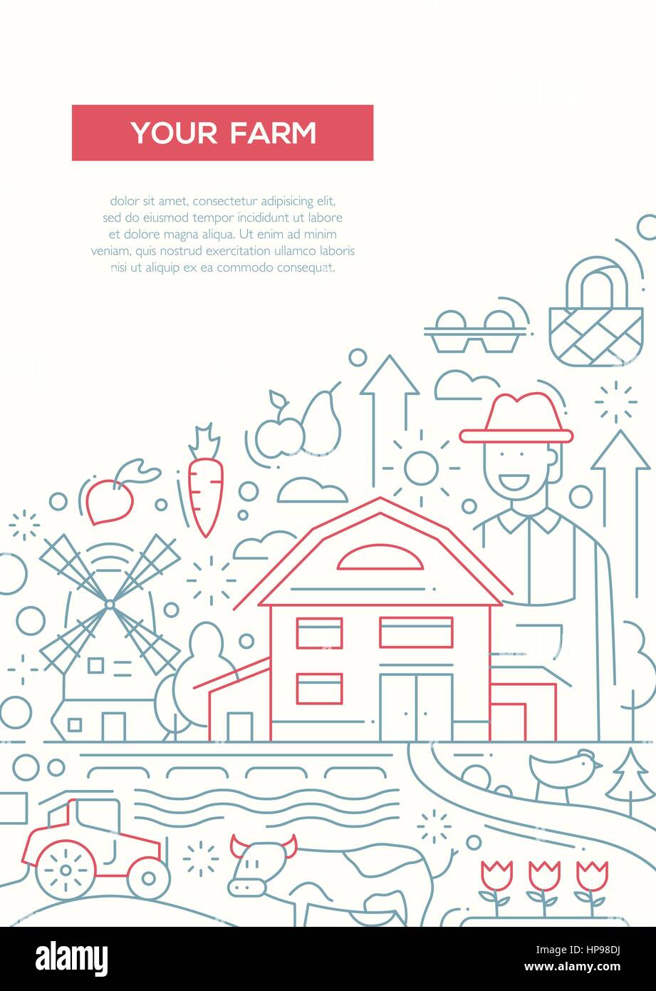 Your Farm - line design brochure poster template A4 Stock Vector Image ...