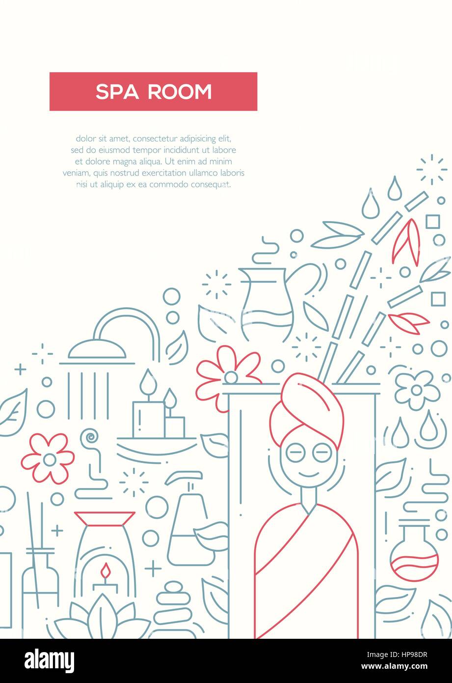 Spa Room - line design brochure poster template A4 Stock Vector Image ...