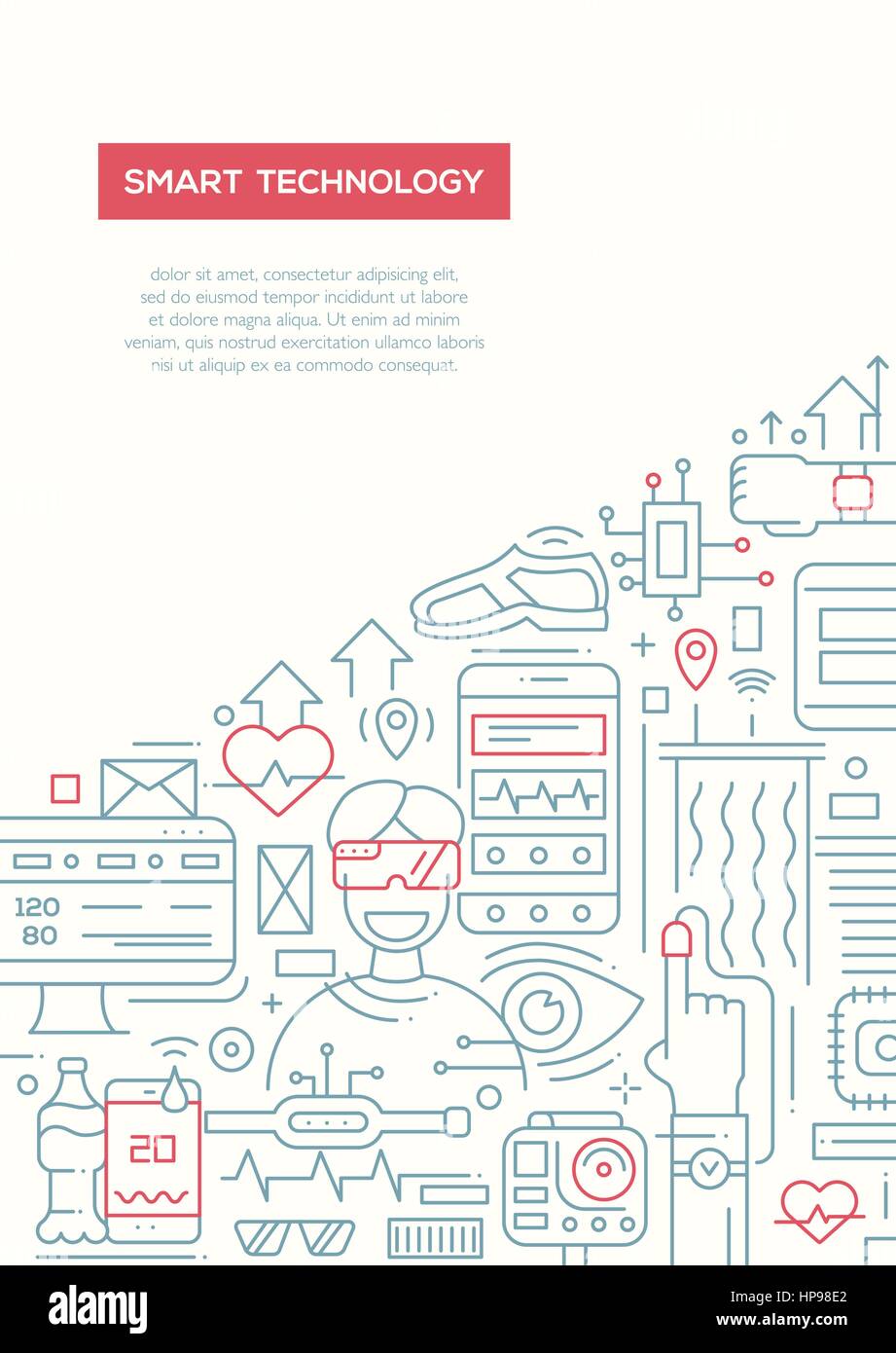 Smart Technology - line design brochure poster template A4 Stock Vector ...