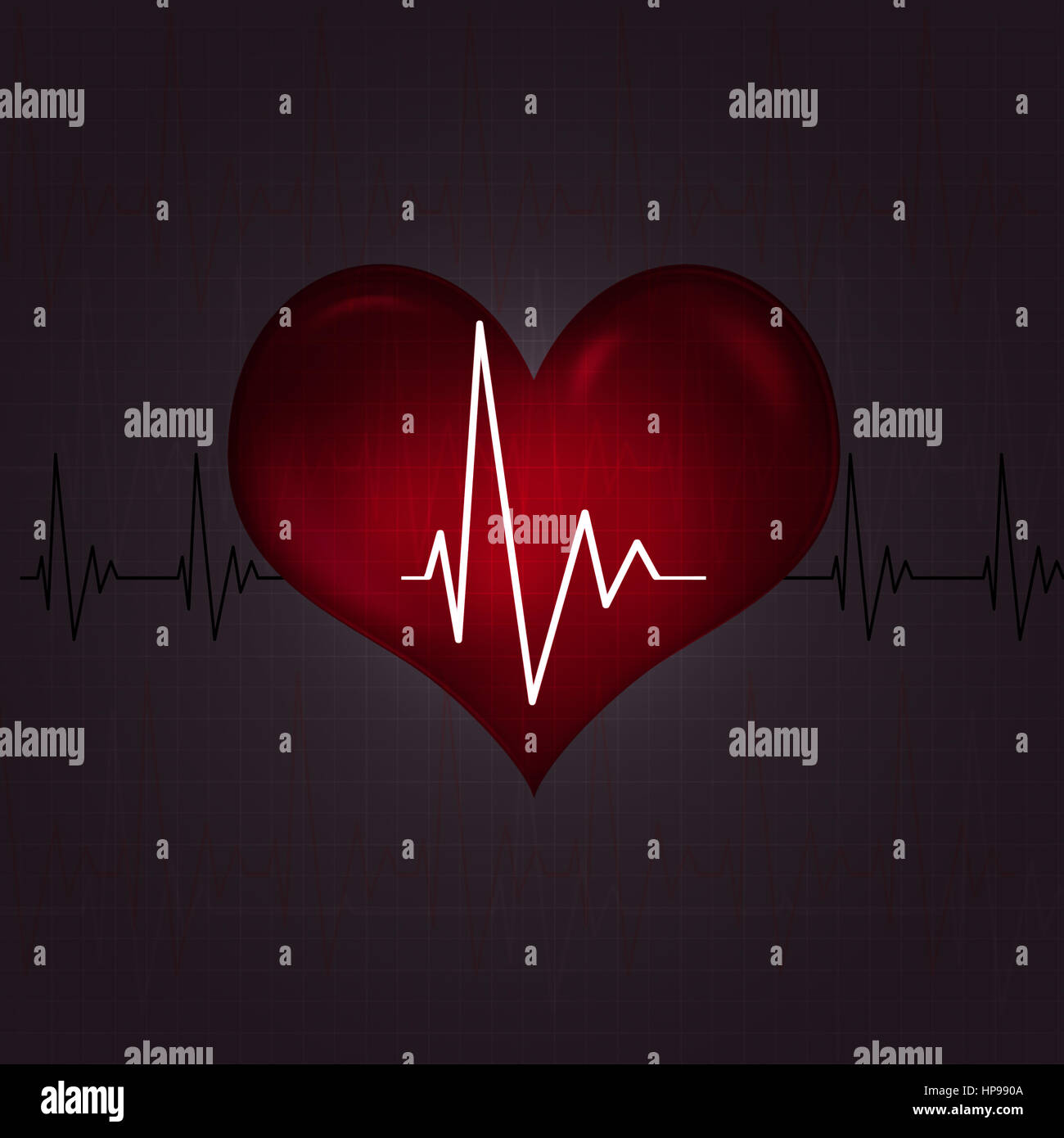 heart pulsating rhythm graph abstract red background Stock Photo - Alamy