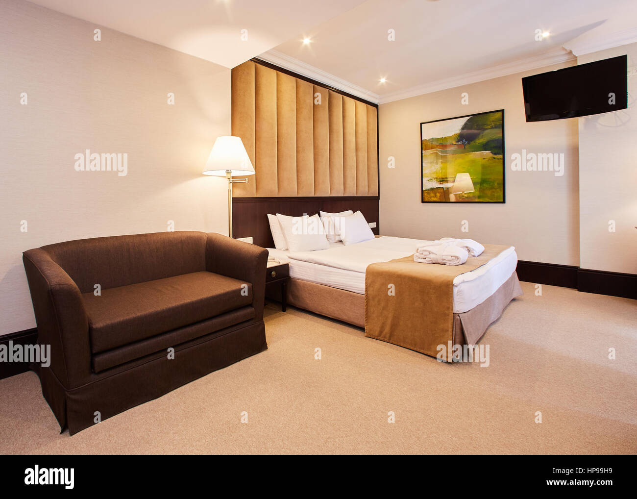 The Interior of modern comfortable hotel room Stock Photo - Alamy