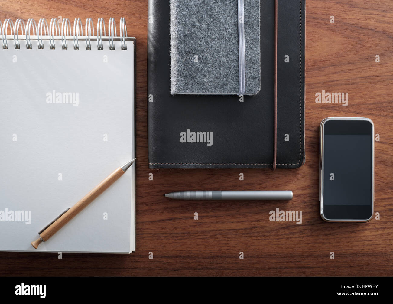 Notepads, pencil, smartphone and digital pen. Analog vs digital Stock ...