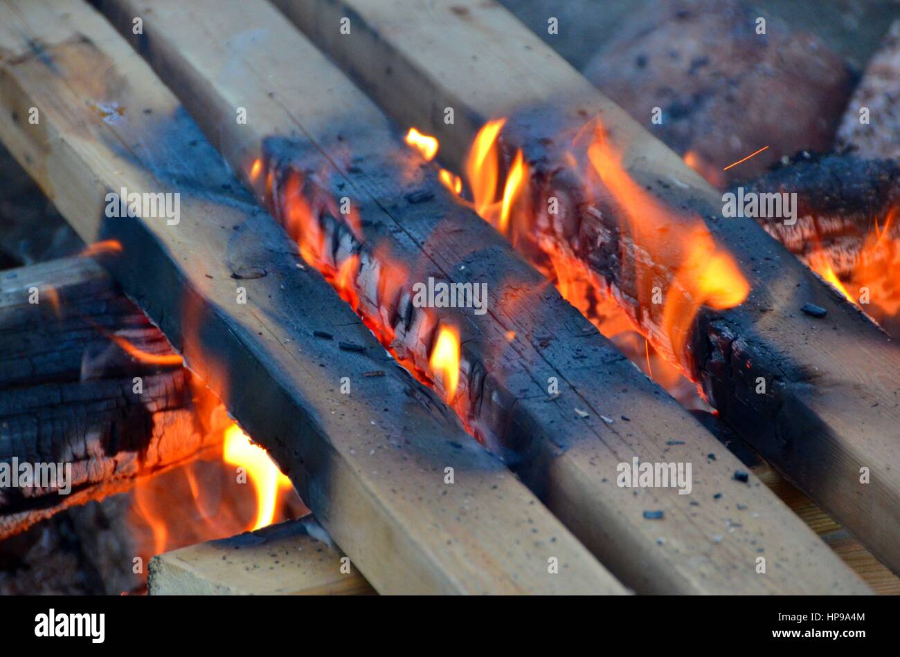 Wood on Fire Stock Photo - Alamy