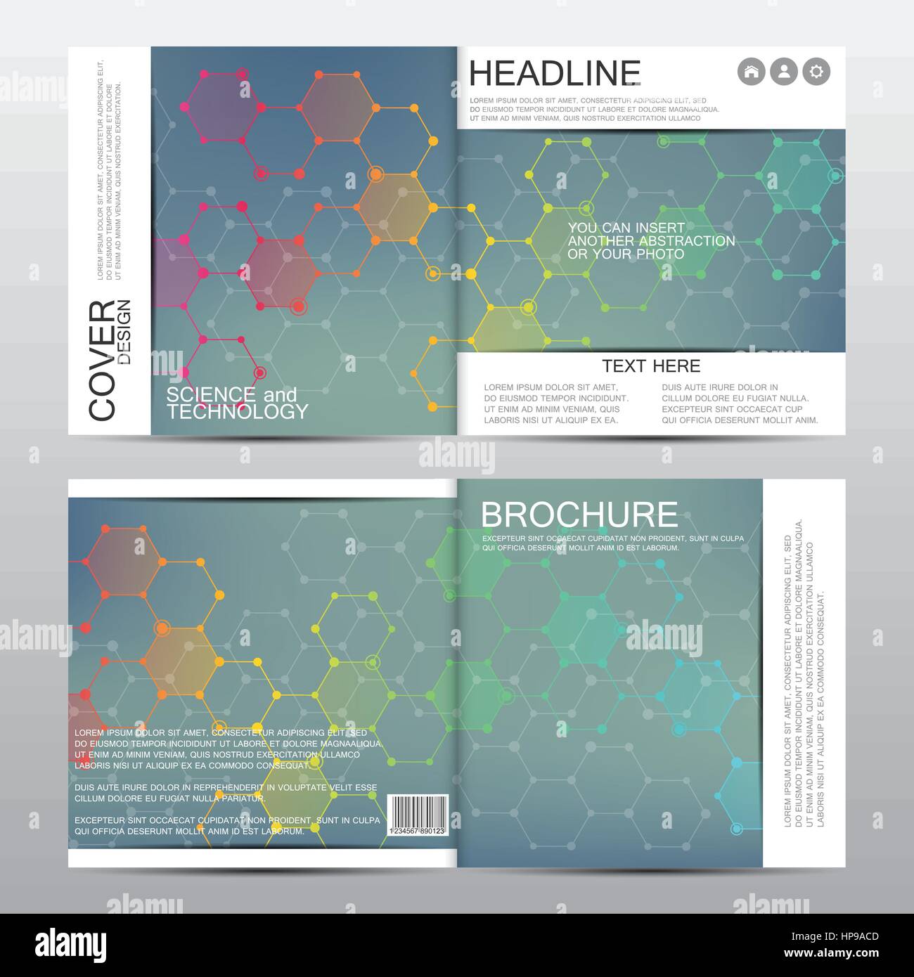 Square brochure template with molecular structure. Geometric abstract ...