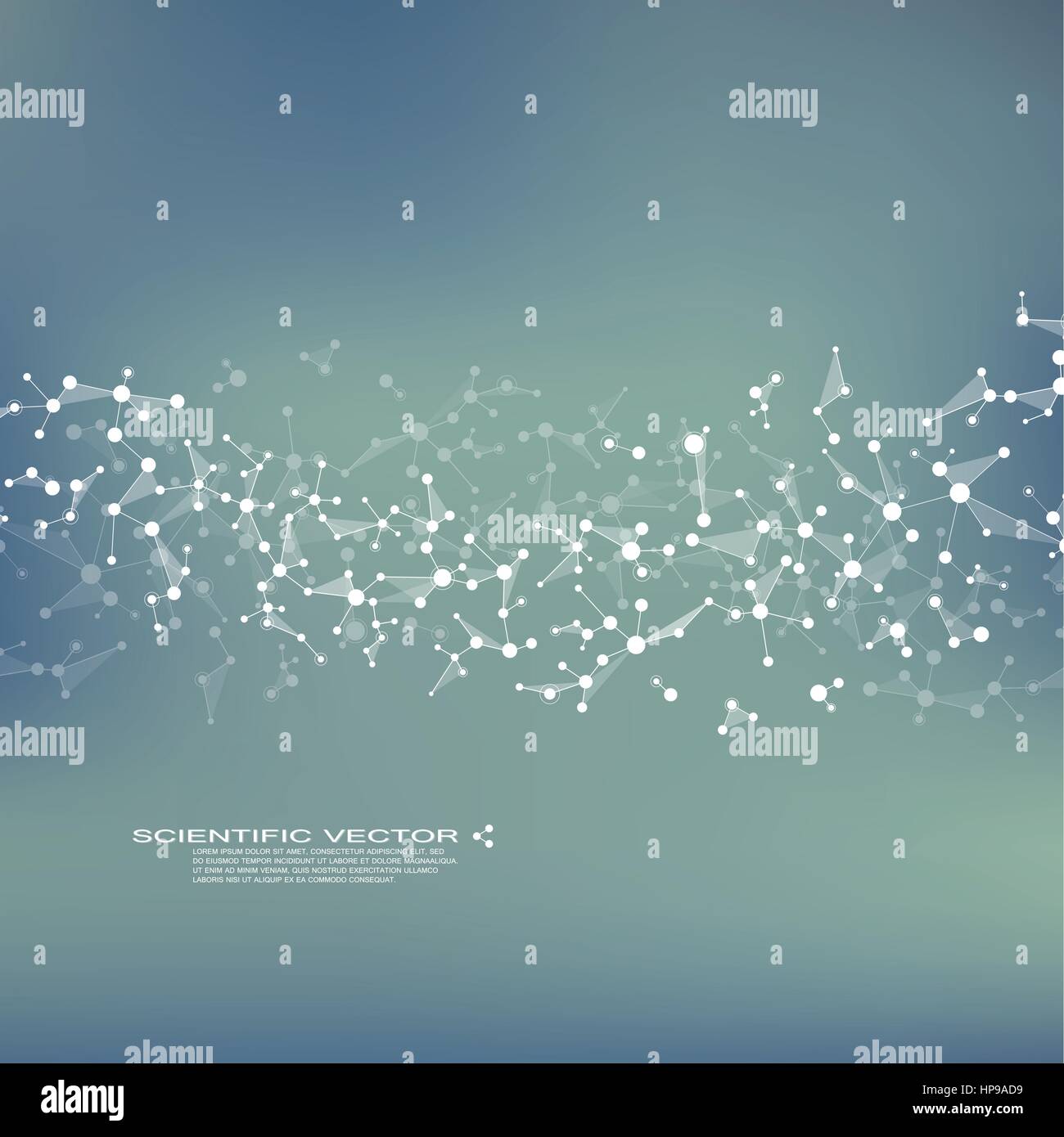 Molecule DNA and neurons vector. Molecular structure. Connected lines ...