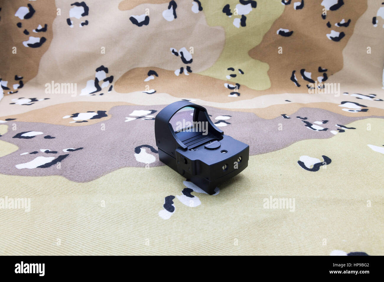 Reflex Sight on the sandy camouflage rear view Stock Photo - Alamy