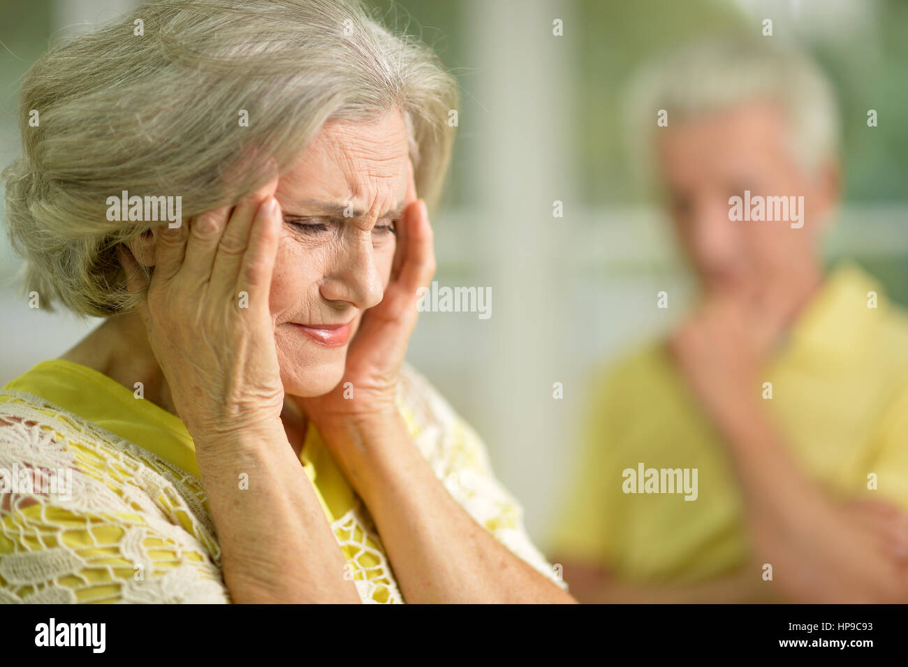 stressed senior woman Stock Photo - Alamy