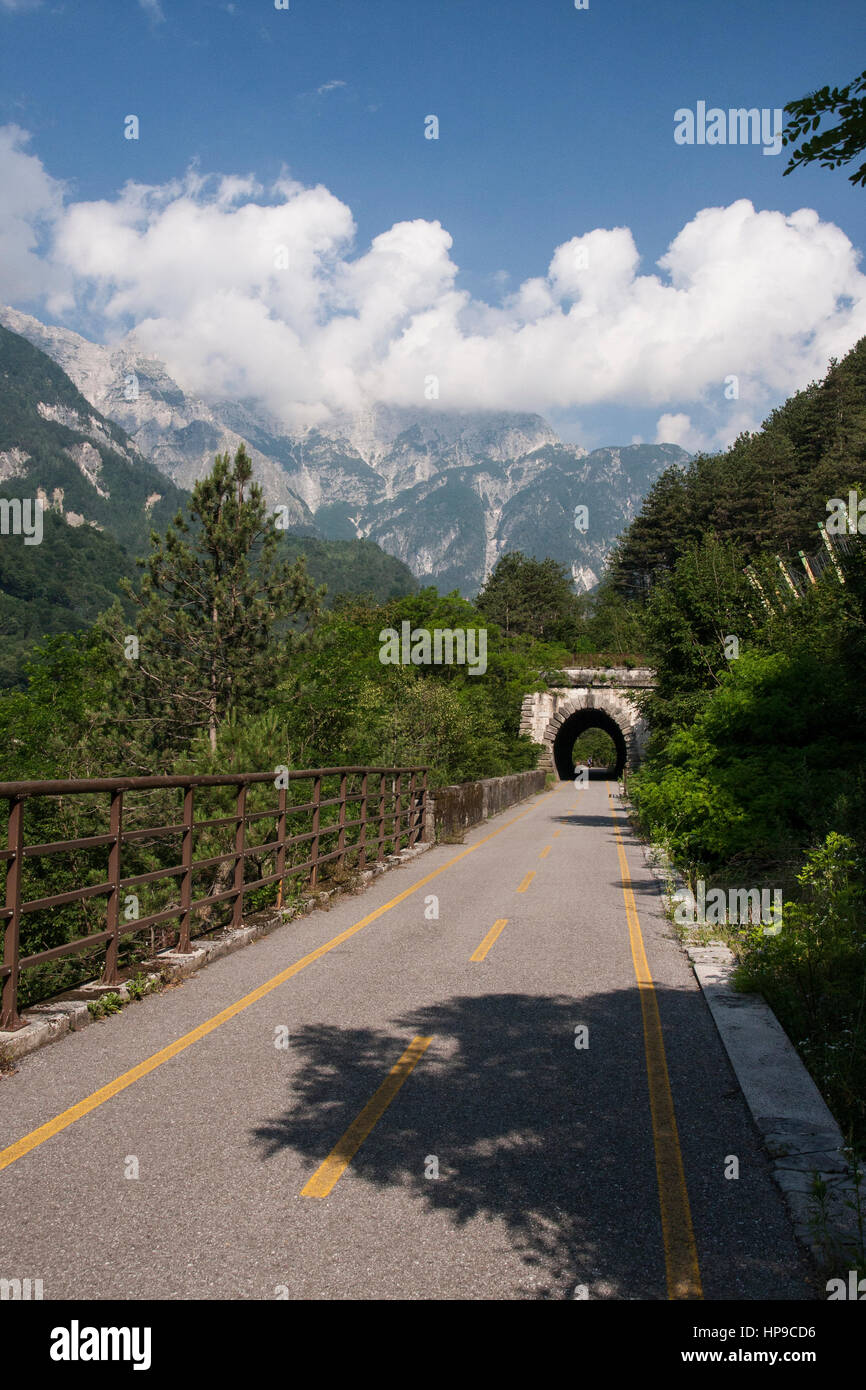 Cyclovia, bikelane alpe adria near Pontebba, Italy Stock Photo - Alamy