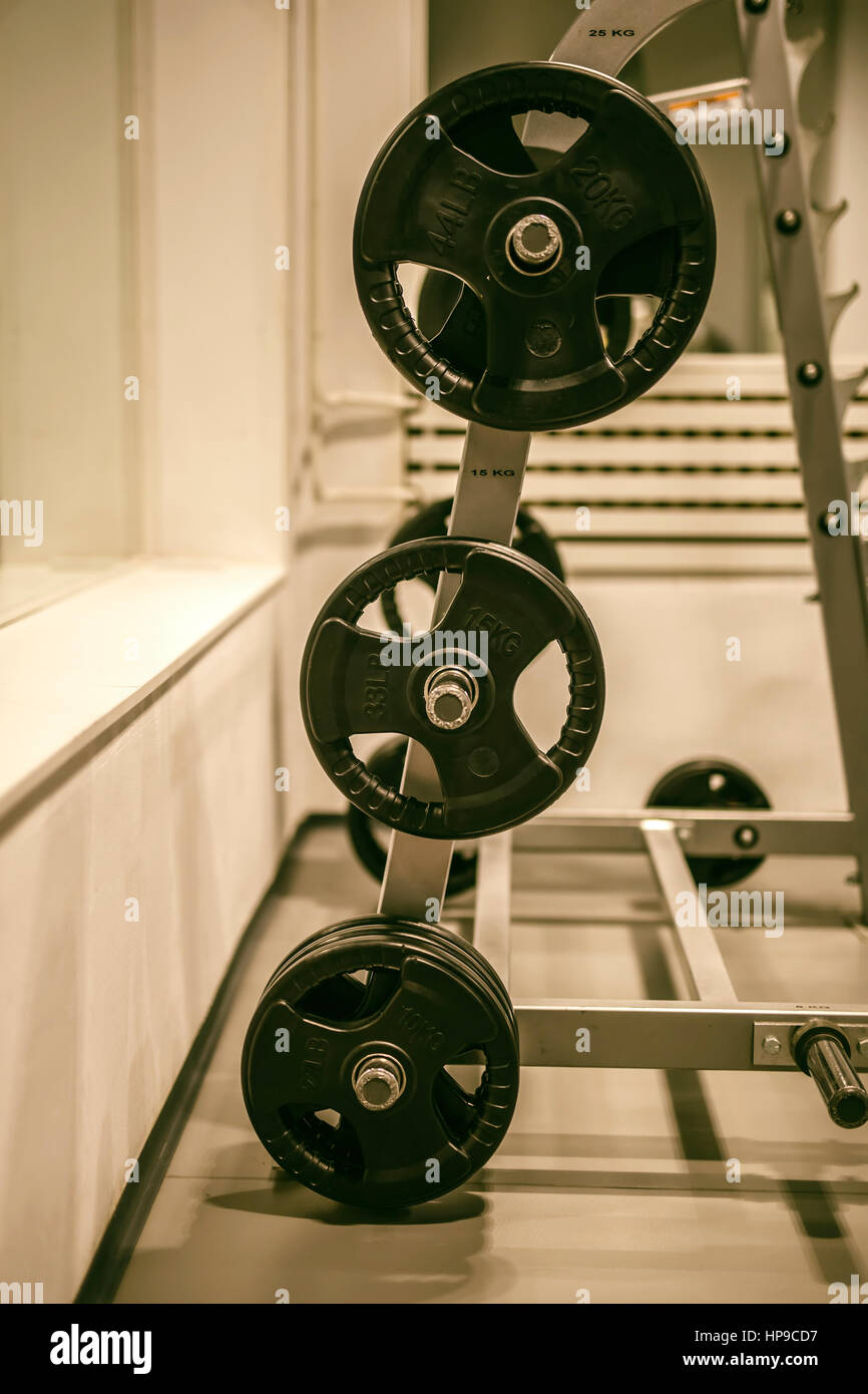 Dumbbell in the gym Stock Photo - Alamy