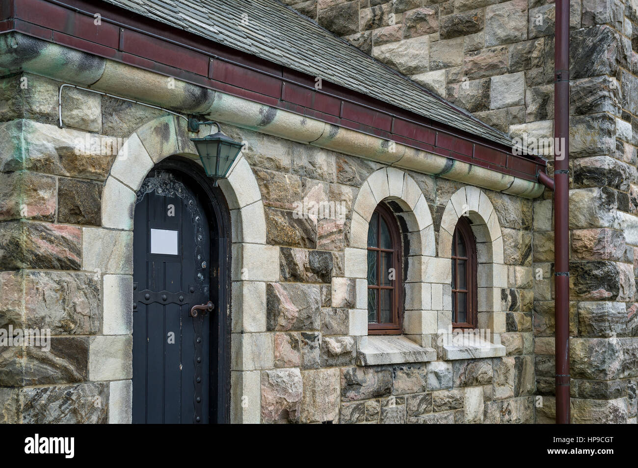 Stone wall of medieval stone church, Alesund, Norway Stock Photo - Alamy