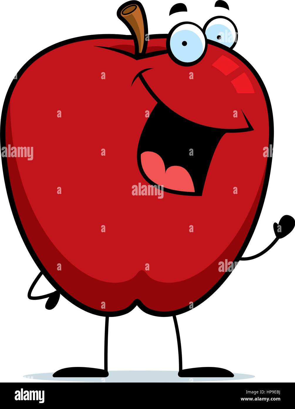Cartoon red apple smiling happy Stock Vector Images - Alamy