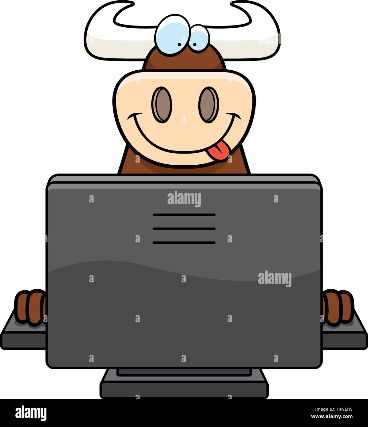 A happy cartoon bull with a computer Stock Vector Image & Art - Alamy