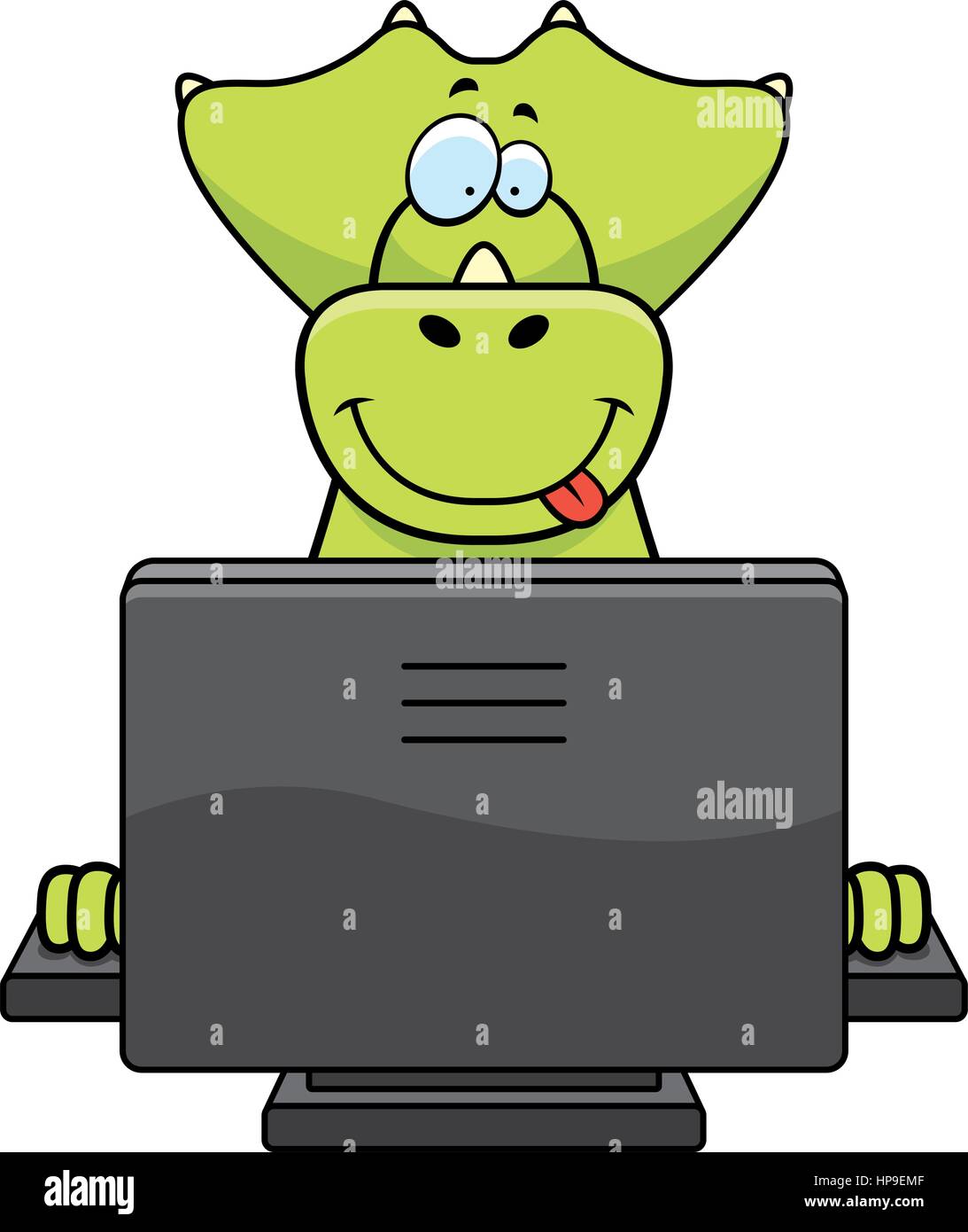 A happy cartoon dinosaur with a computer Stock Vector Image & Art - Alamy