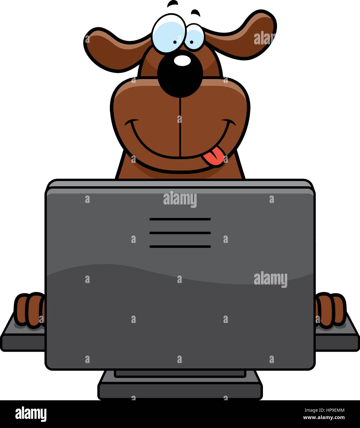A happy cartoon dog with a computer Stock Vector Image & Art - Alamy