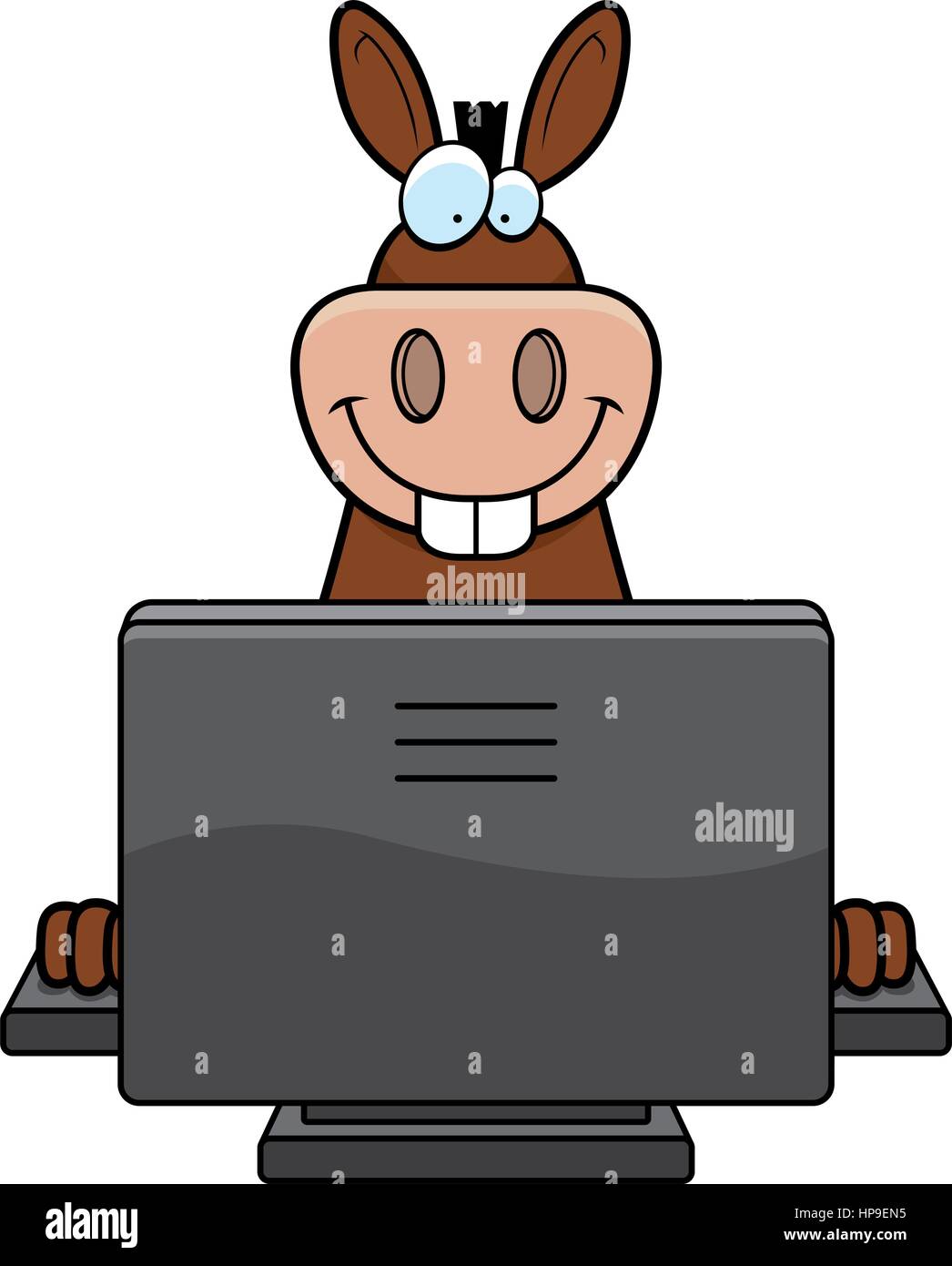 A happy cartoon donkey with a computer Stock Vector Image & Art - Alamy