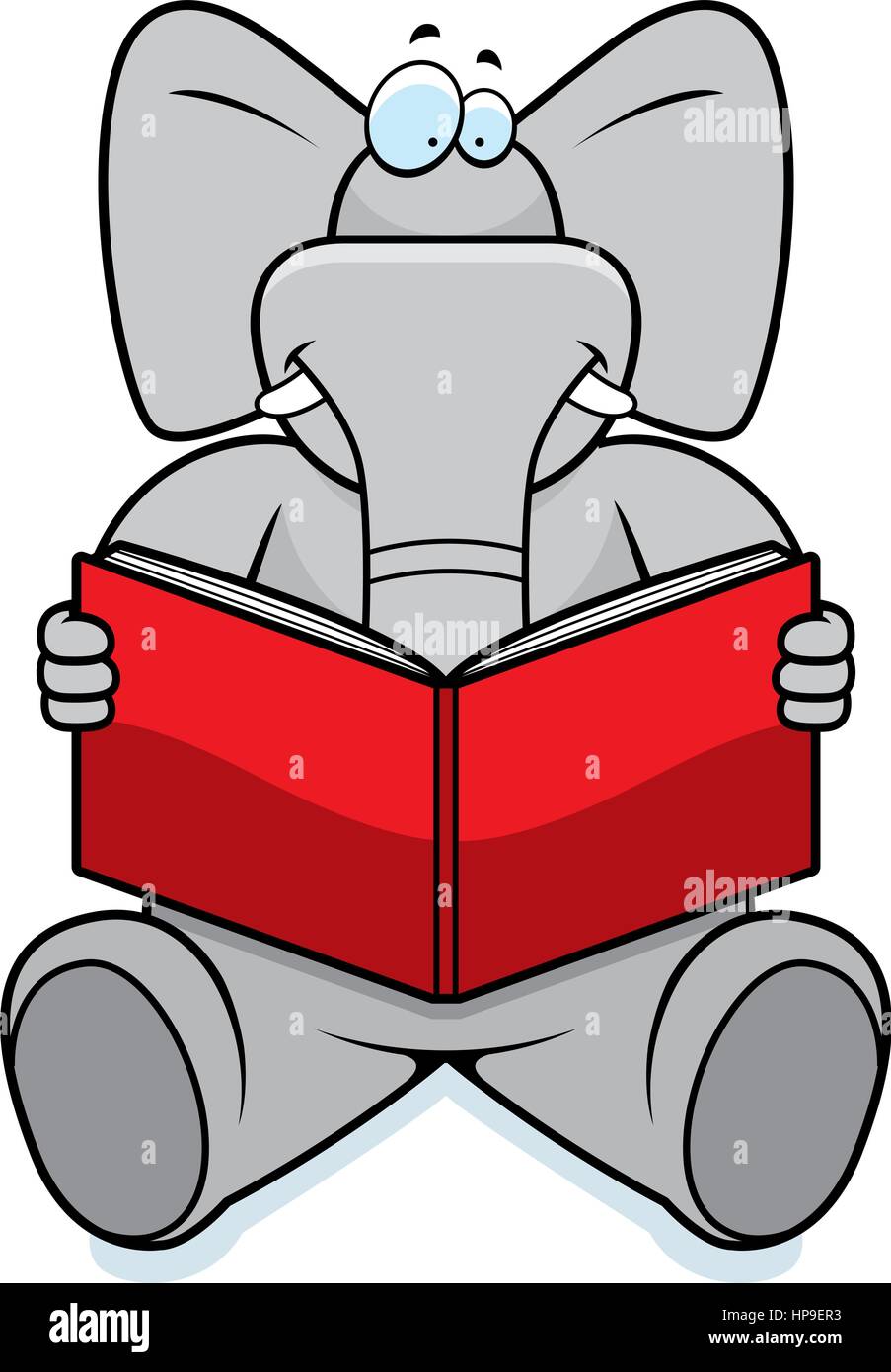 A cartoon elephant reading a book and smiling Stock Vector Image & Art ...