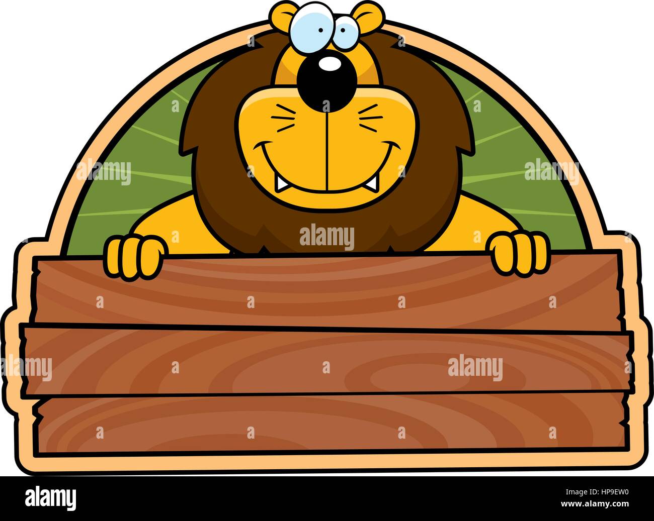 A happy cartoon lion with a wooden sign Stock Vector Image & Art - Alamy