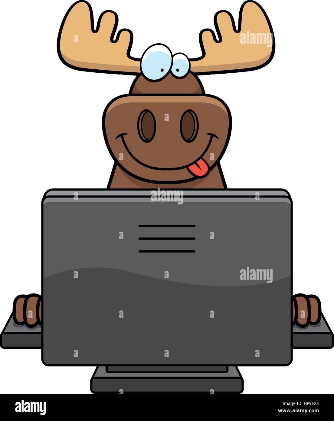 A happy cartoon moose with a computer Stock Vector Image & Art - Alamy