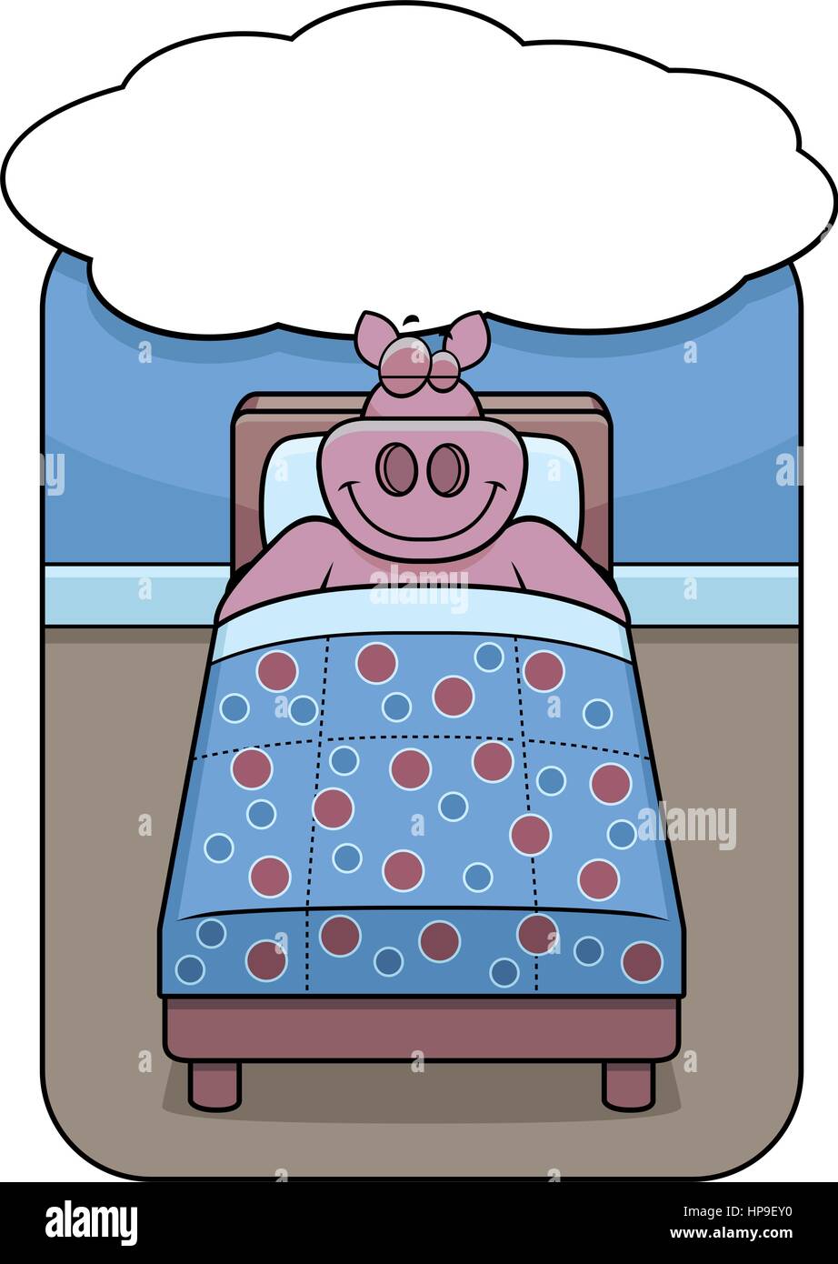 A cartoon pig in bed dreaming and smiling Stock Vector Image & Art - Alamy