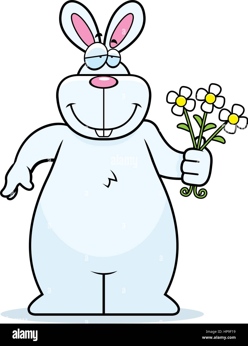 A happy cartoon rabbit with a bouquet of flowers Stock Vector Image ...