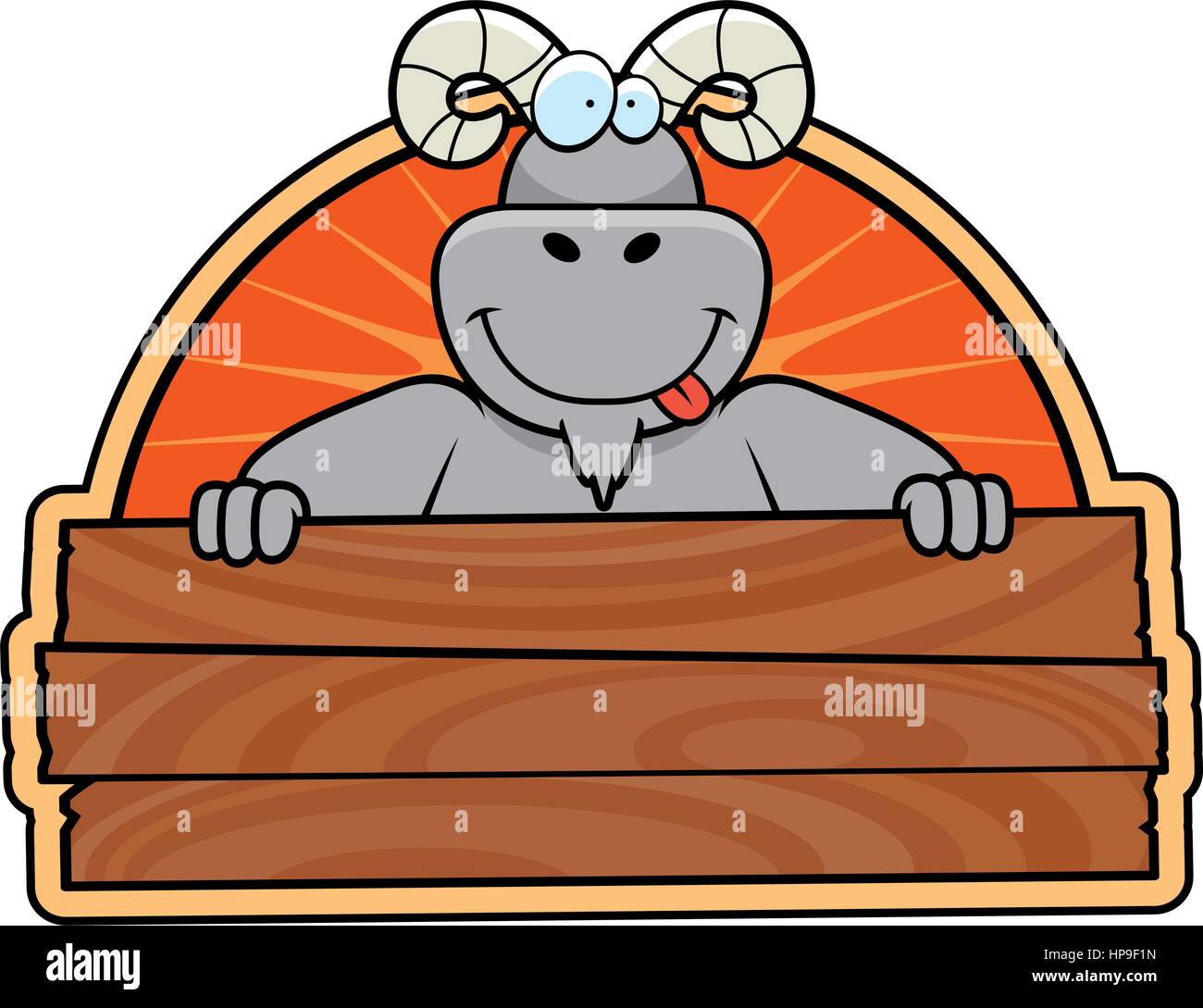 A happy cartoon ram with a wooden sign Stock Vector Image & Art - Alamy