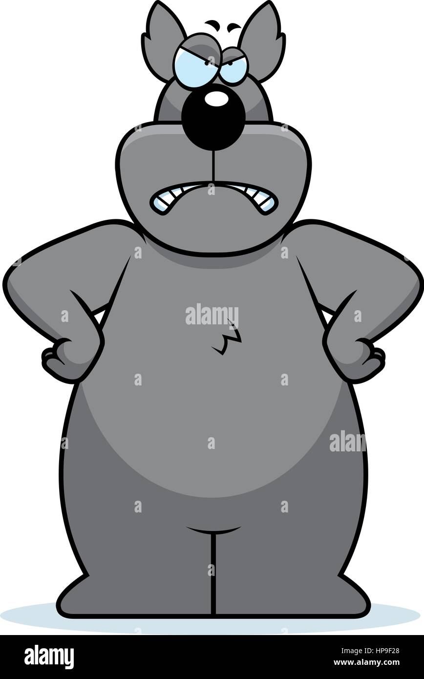An angry cartoon wolf frowning and looking upset Stock Vector Image ...