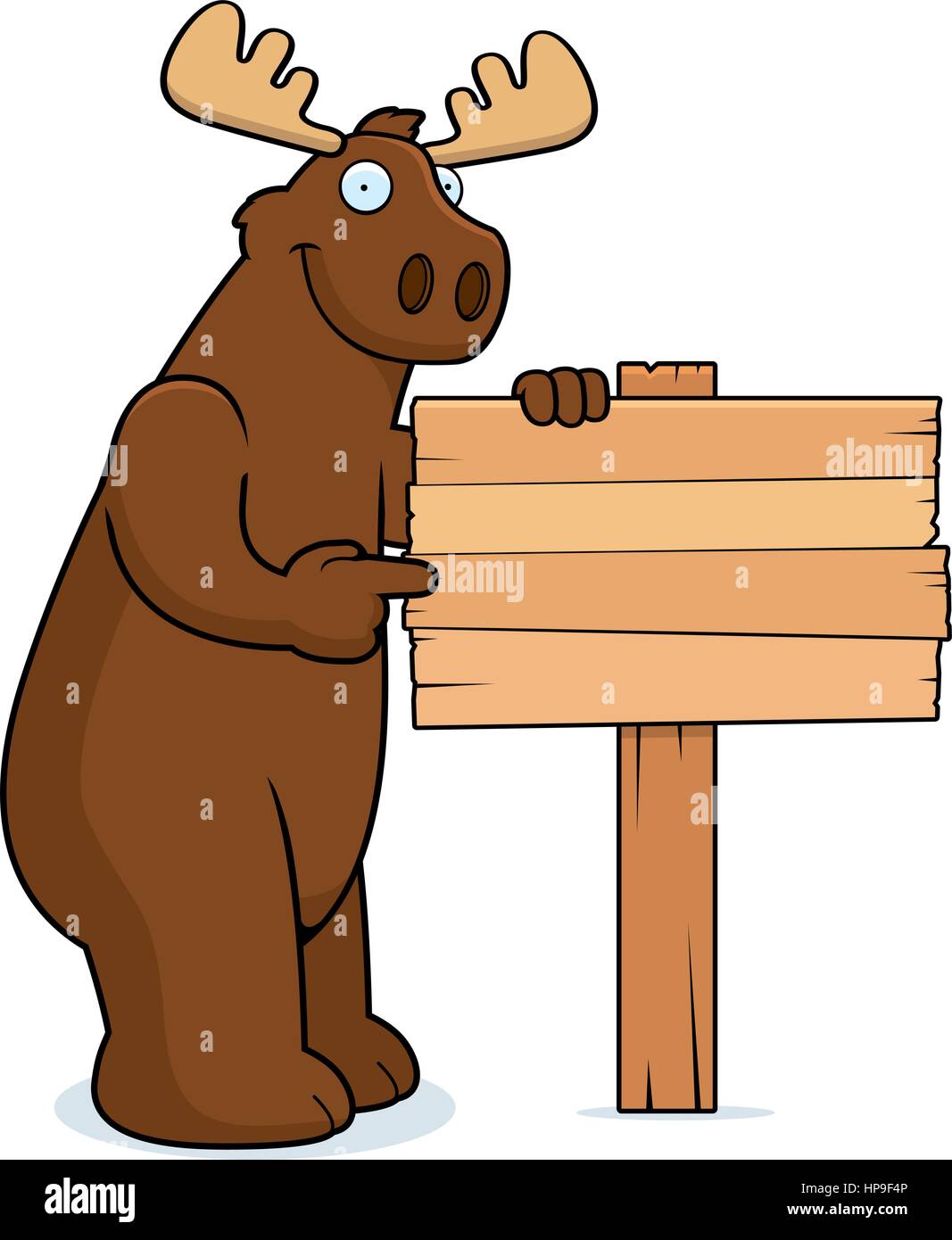 A happy cartoon moose with a wooden sign Stock Vector Image & Art - Alamy