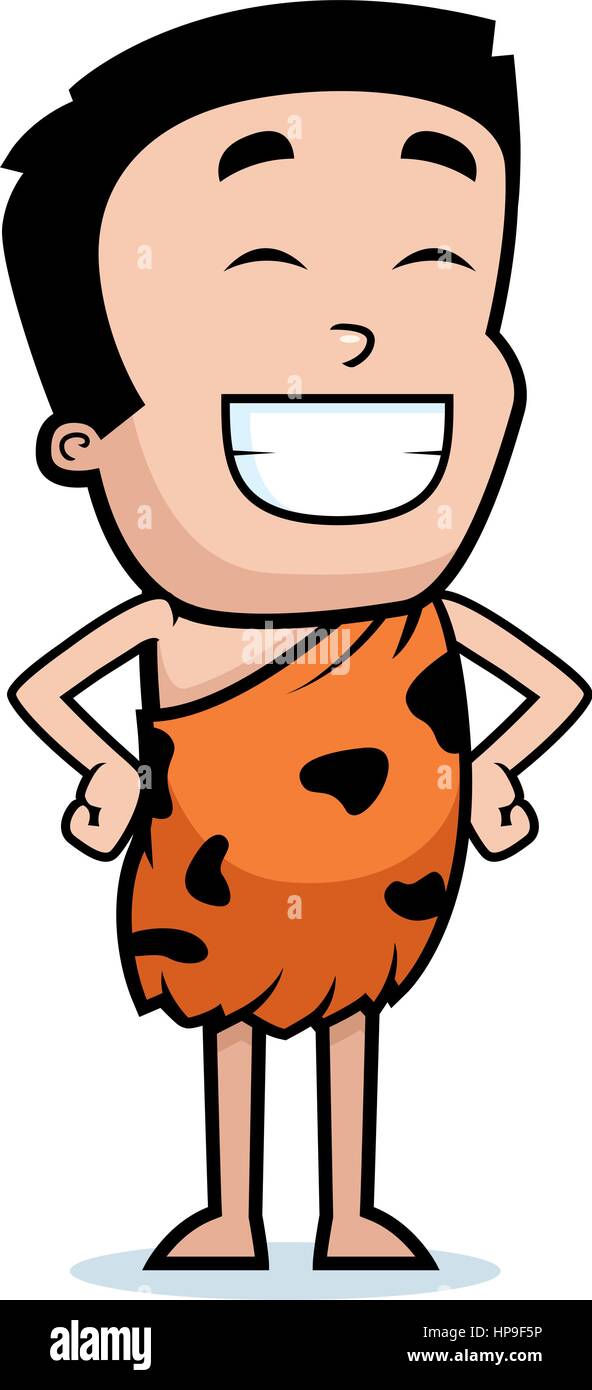 A happy cartoon caveman boy standing and smiling Stock Vector Image ...