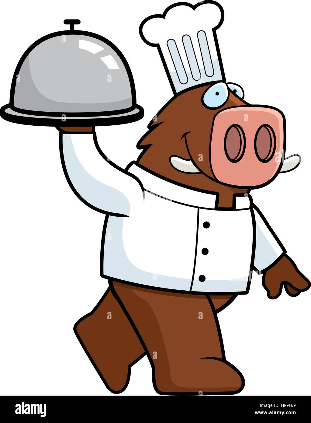 A happy cartoon boar chef with a serving tray Stock Vector Image & Art ...