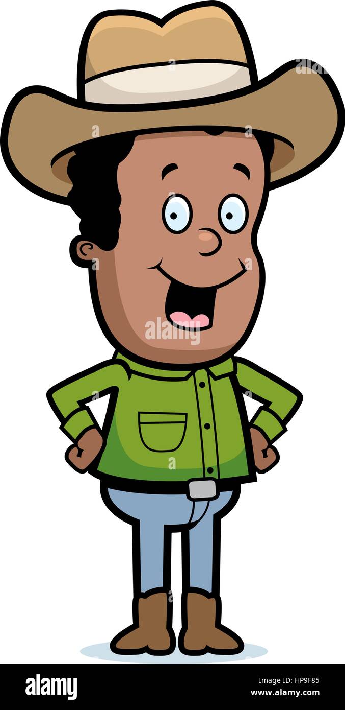 A happy cartoon cowboy standing and smiling Stock Vector Image & Art ...