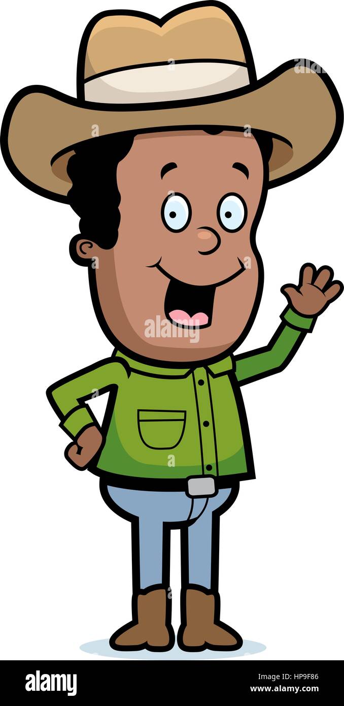 A happy cartoon cowboy waving and smiling Stock Vector Image & Art - Alamy