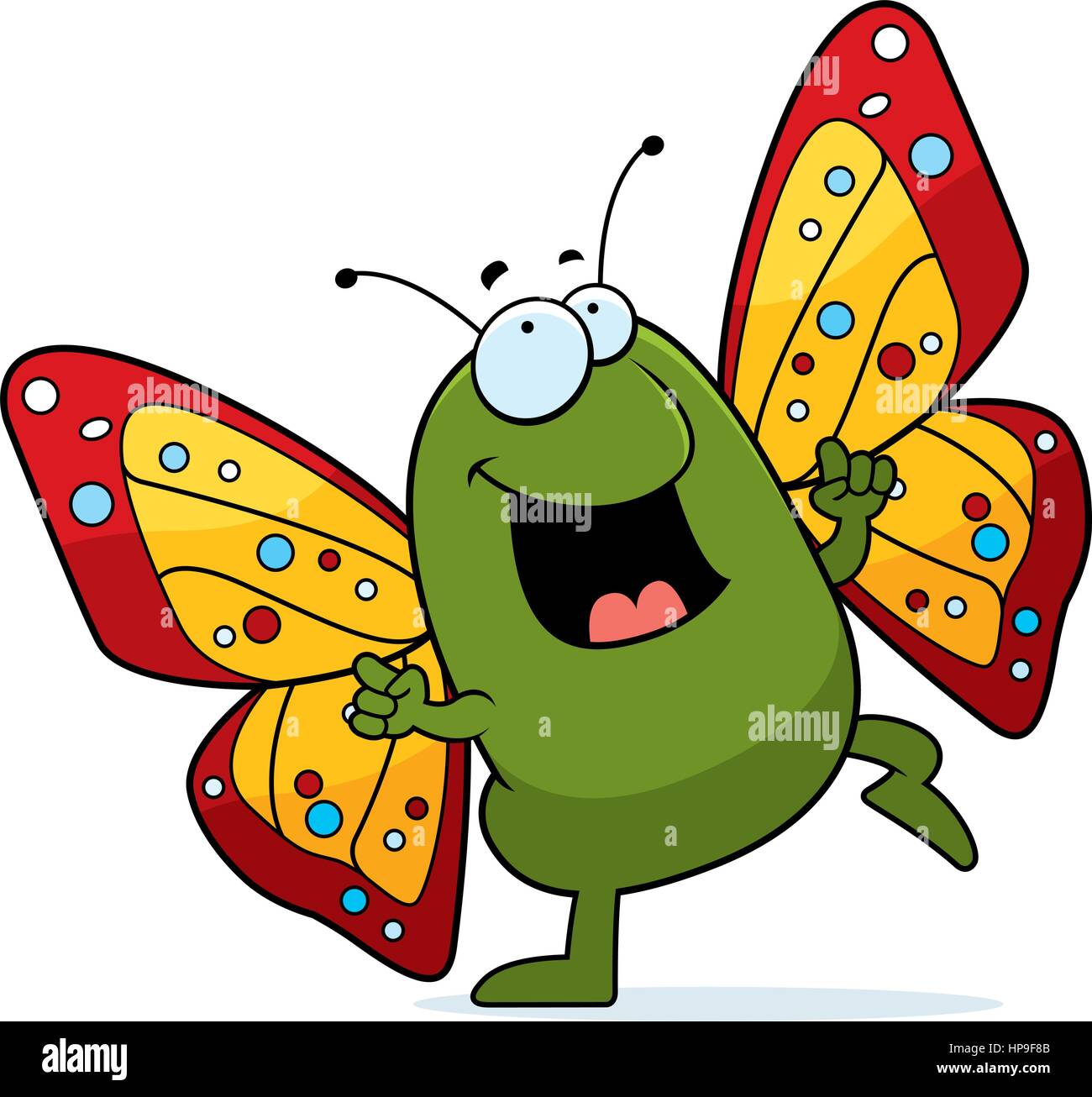 A happy cartoon butterfly dancing and smiling Stock Vector Image & Art ...