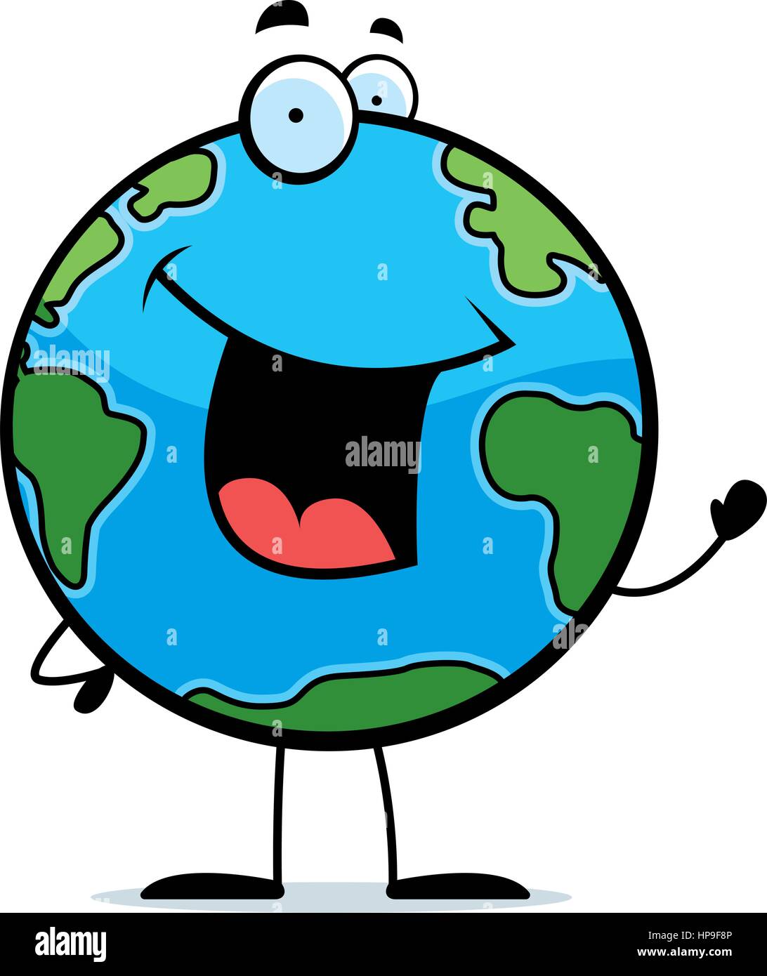 A happy cartoon planet Earth waving and smiling Stock Vector Image ...