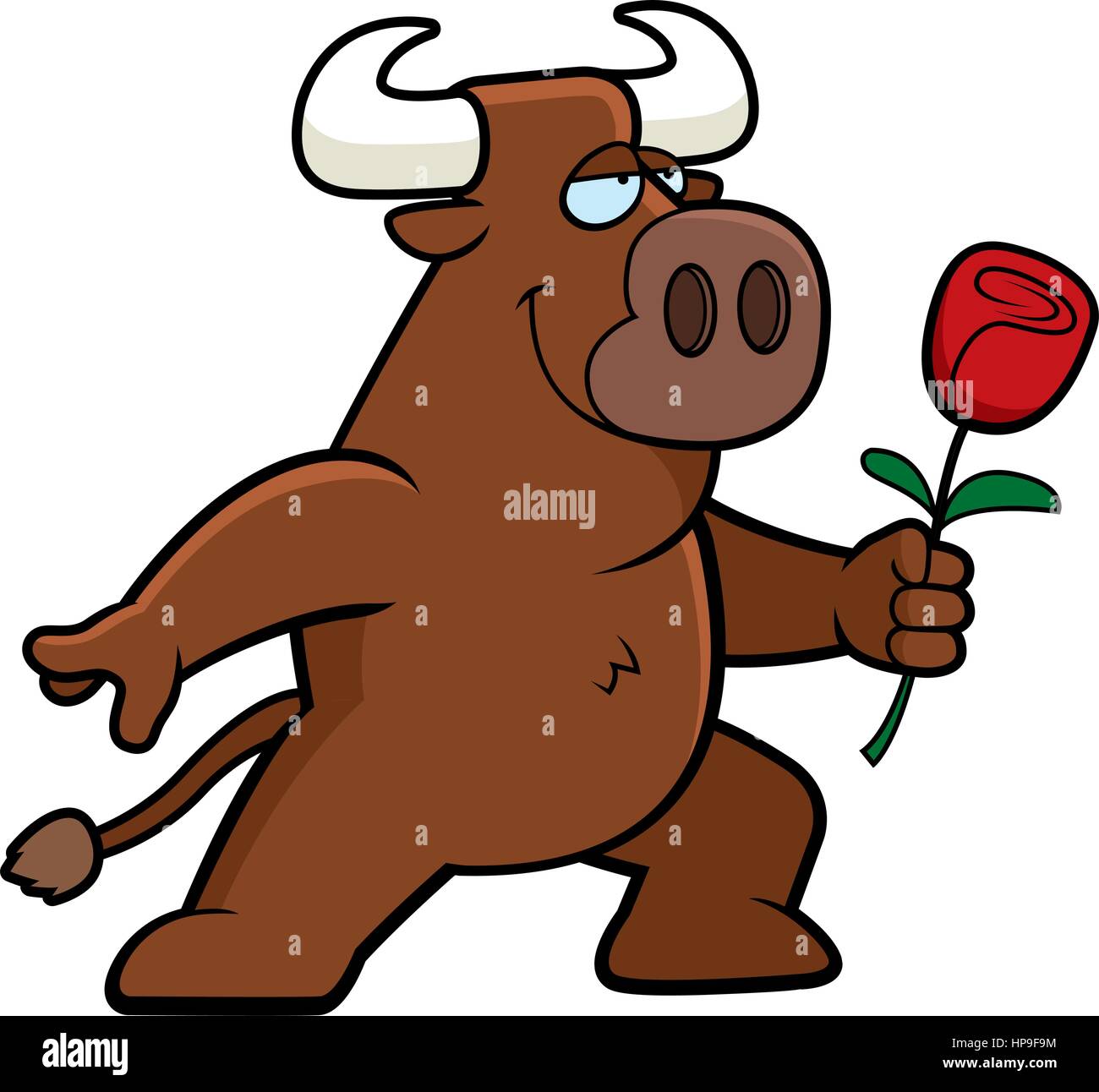 A happy cartoon bull with a flower Stock Vector Image & Art - Alamy