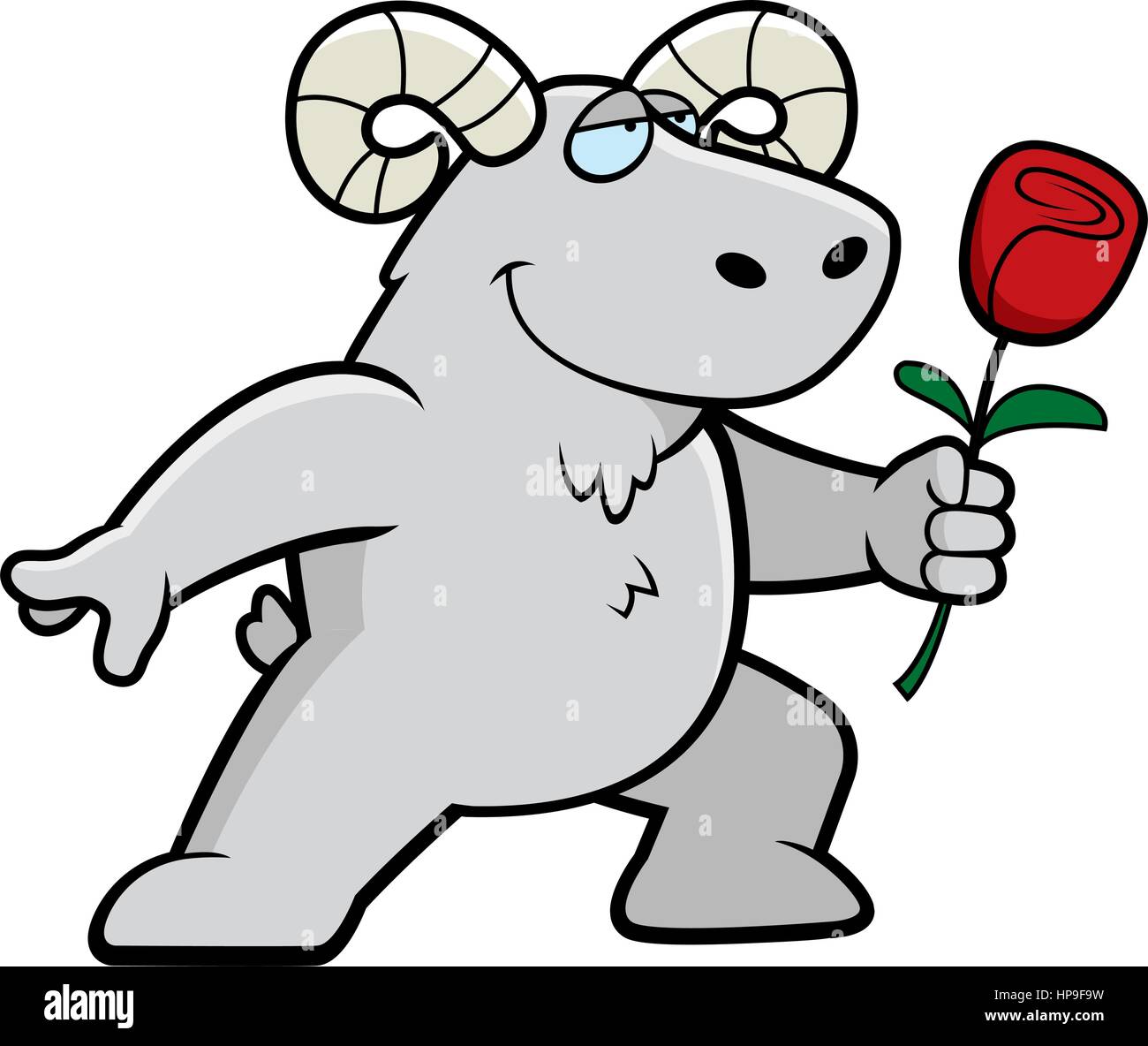 A happy cartoon ram with a flower Stock Vector Image & Art - Alamy