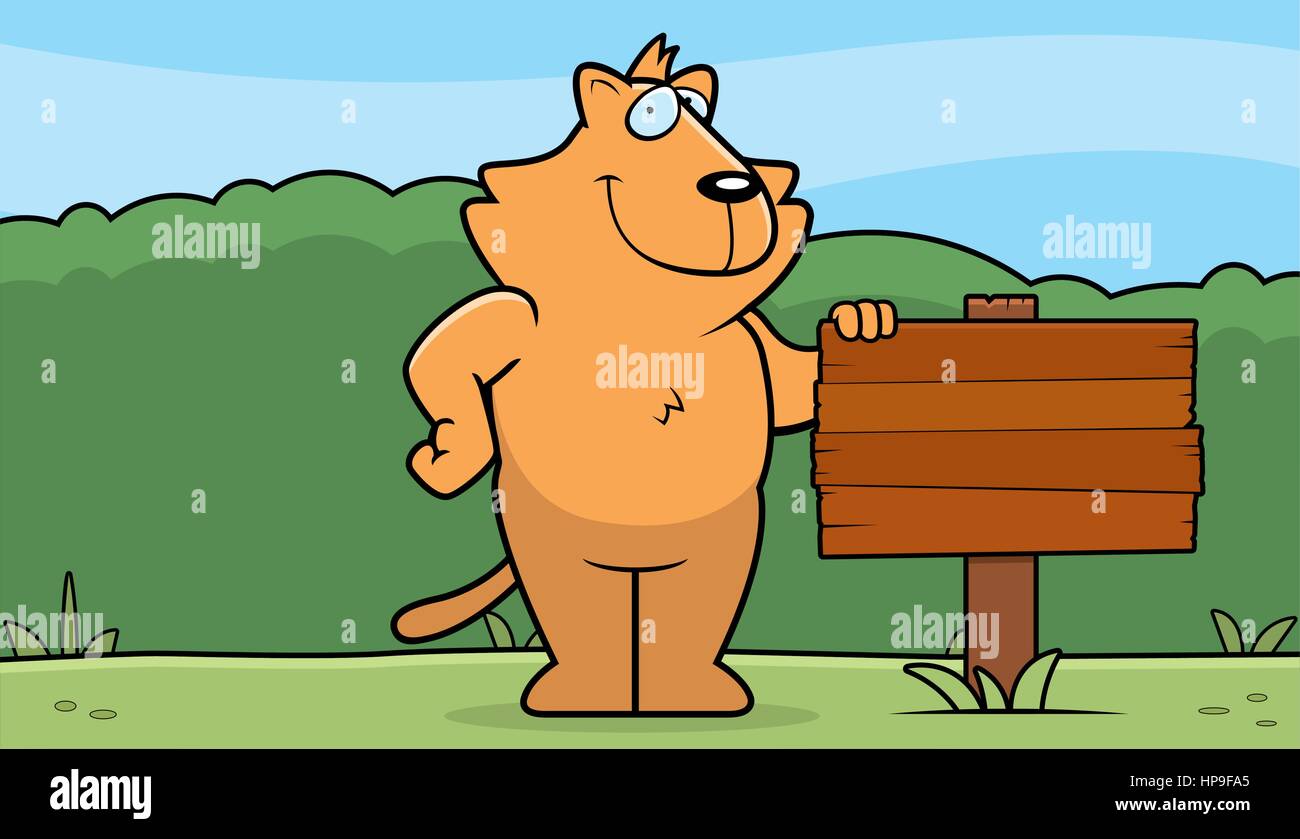 A happy cartoon cat with a wooden sign Stock Vector Image & Art - Alamy