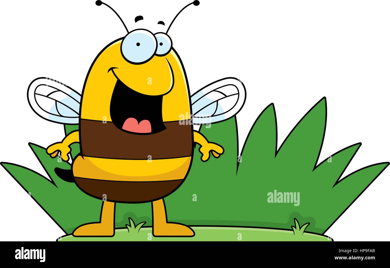A happy cartoon bee standing in the grass Stock Vector Image & Art - Alamy