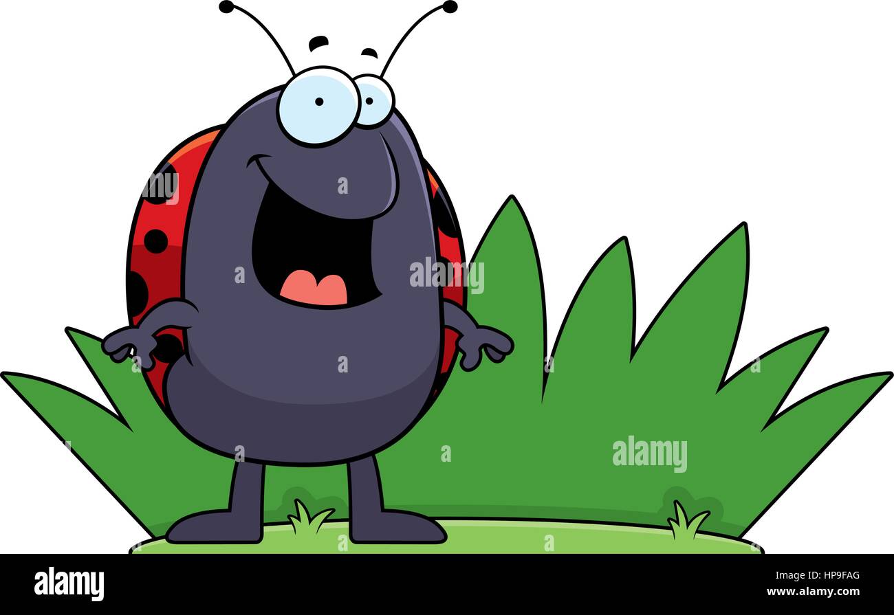 A happy cartoon ladybug standing in the grass Stock Vector Image & Art ...