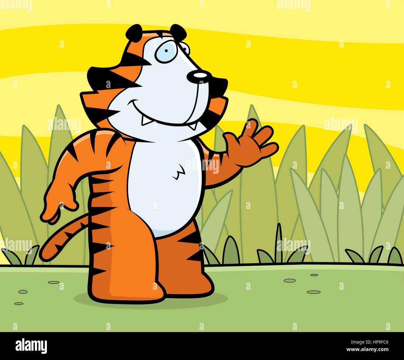 A happy cartoon tiger waving and smiling Stock Vector Image & Art - Alamy