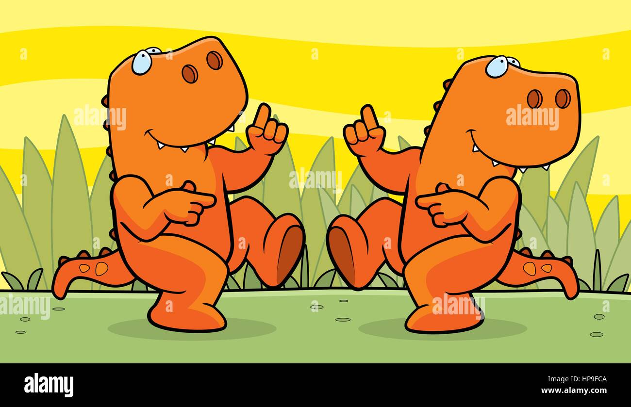 Two happy cartoon dinosaurs dancing and smiling Stock Vector Image ...