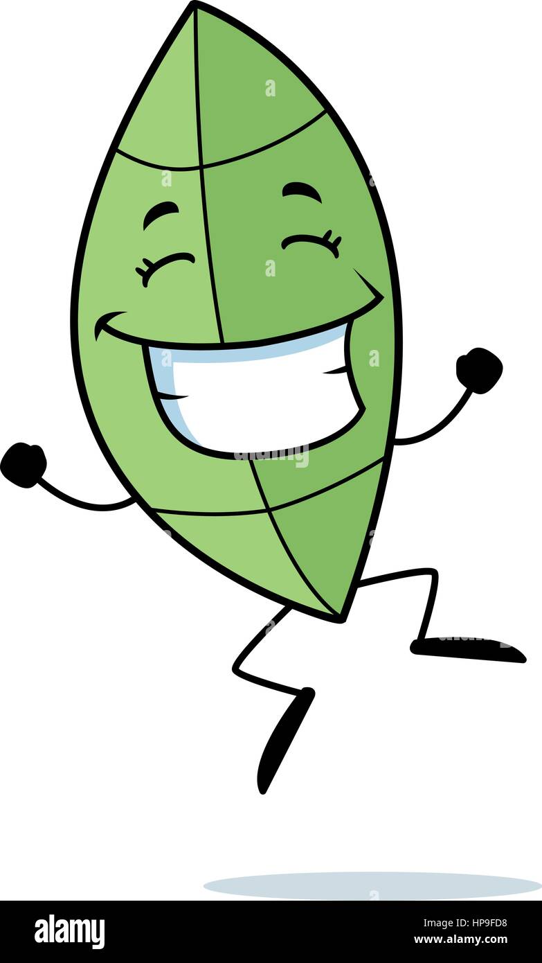 A happy cartoon leaf jumping and smiling Stock Vector Image & Art - Alamy