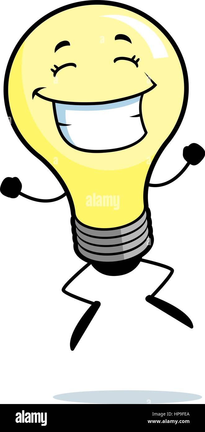 A happy cartoon light bulb jumping and smiling Stock Vector Image & Art ...
