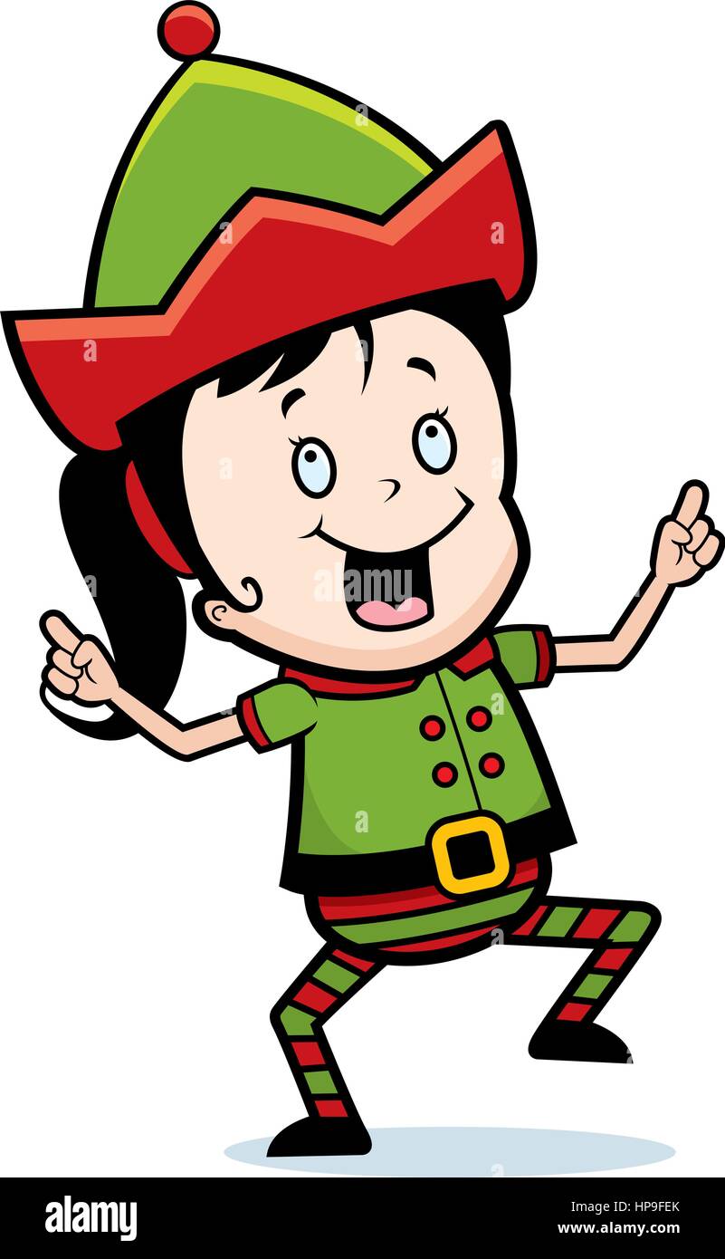 A happy cartoon Christmas elf dancing and smiling Stock Vector Image ...